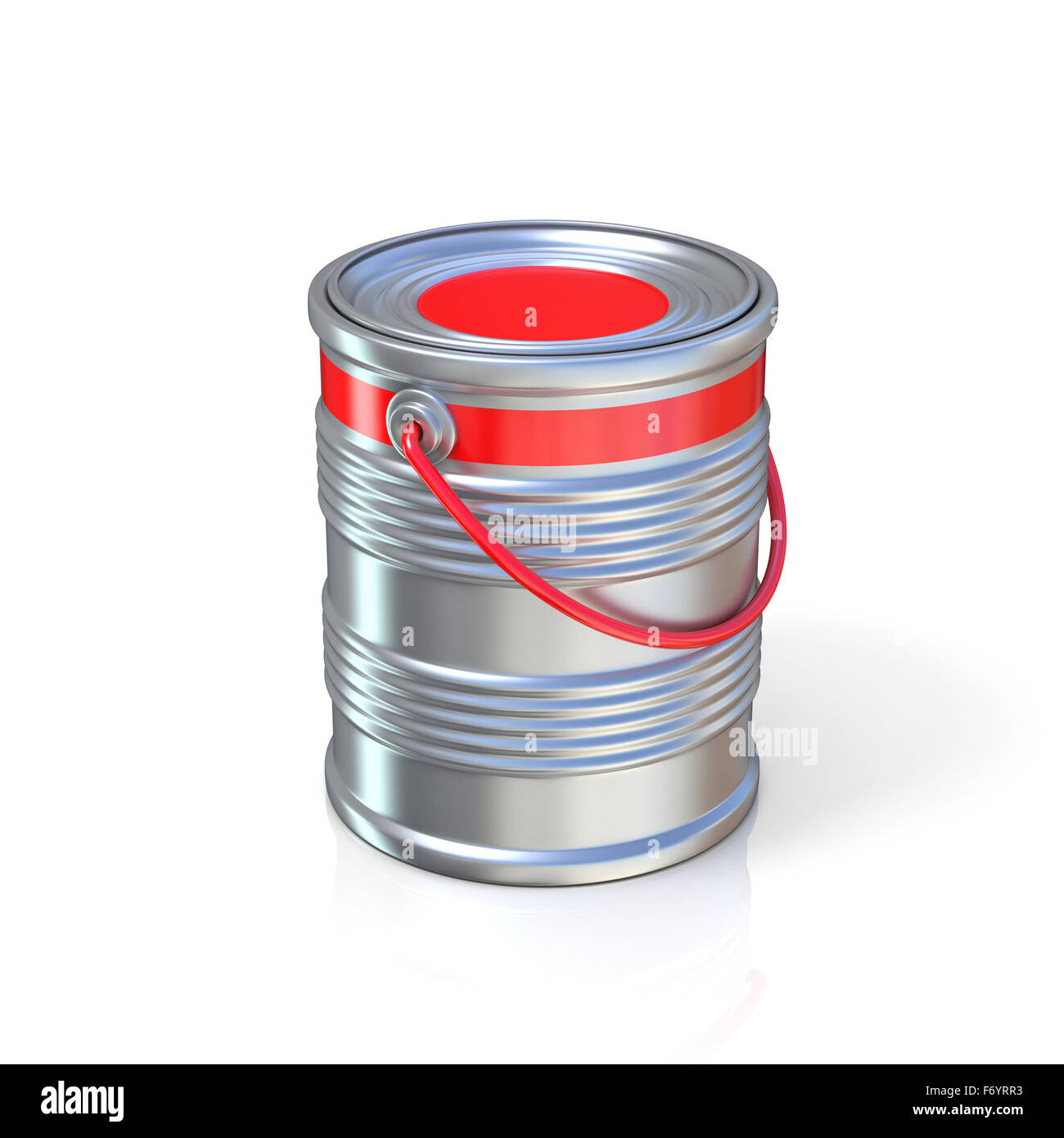 Metal tin can with red paint. Isolated on white background Stock Photo ...