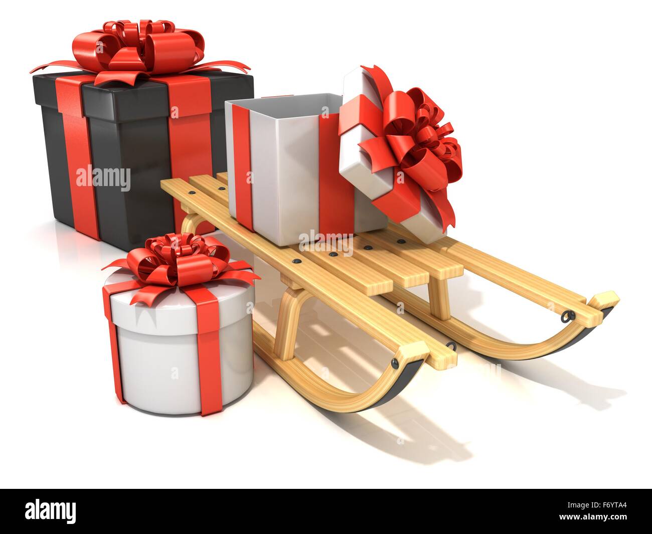 Sleigh christmas gift isolated present render sledge xmas hi-res stock ...