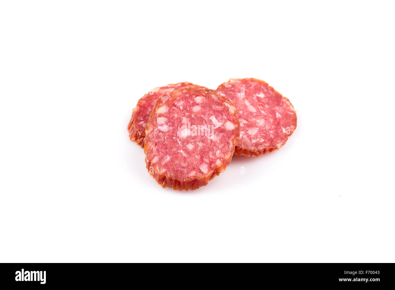 sliced salami isolated on a white background Stock Photo - Alamy