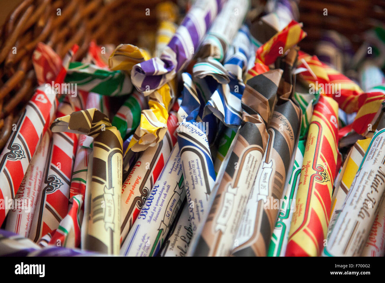 London, UK. 22nd November 2015. Polkagris - Swedish candy sticks ...