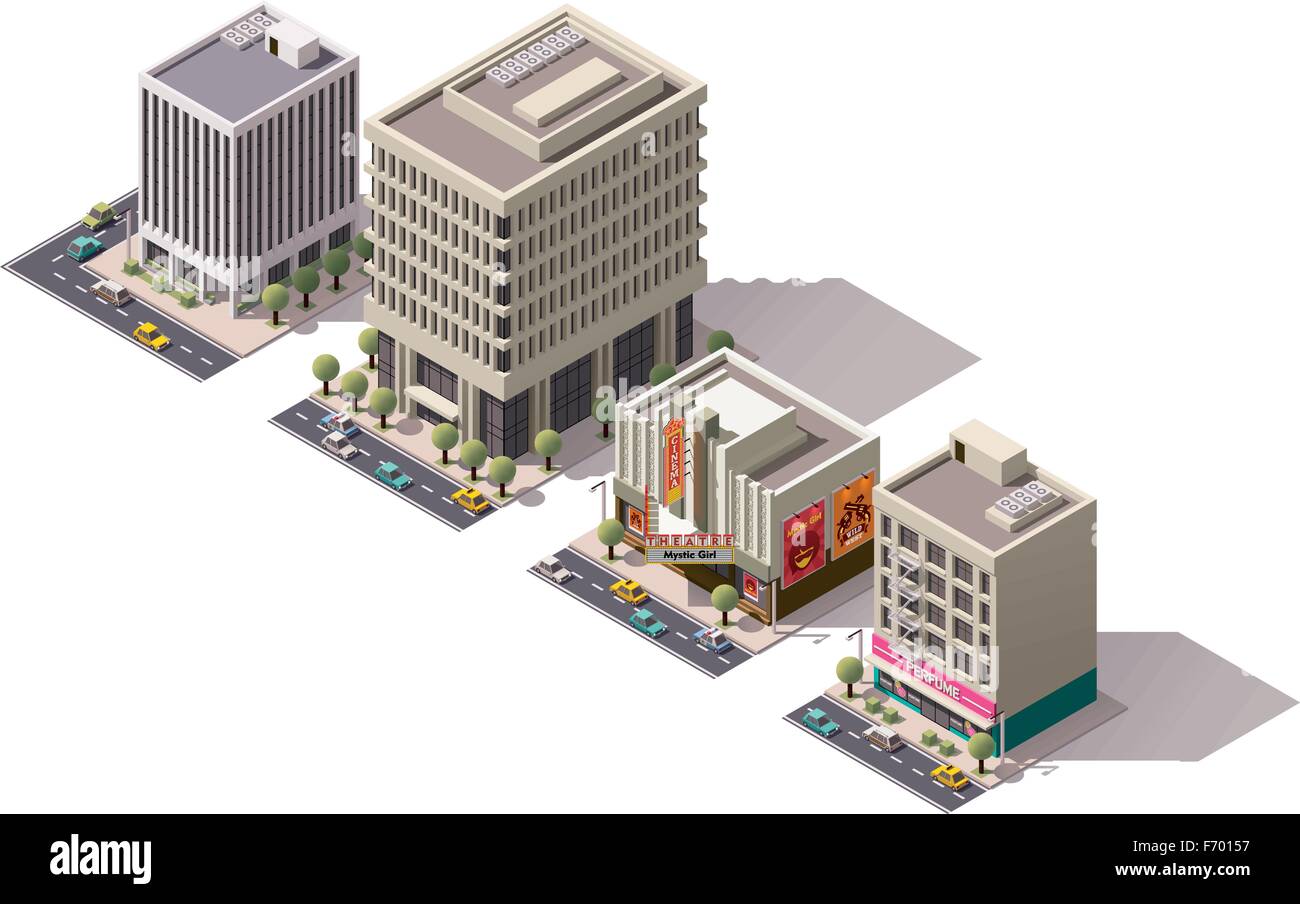 Vector isometric buildings set Stock Vector Image & Art - Alamy