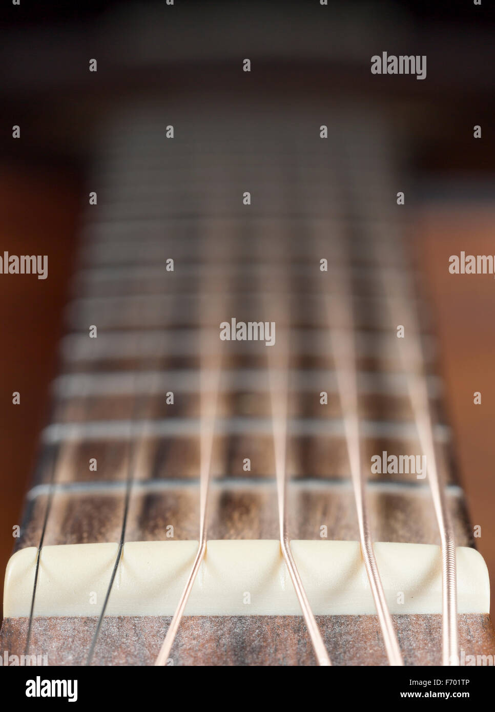 Guitar Nut and Strings on a steel string guitar Stock Photo - Alamy
