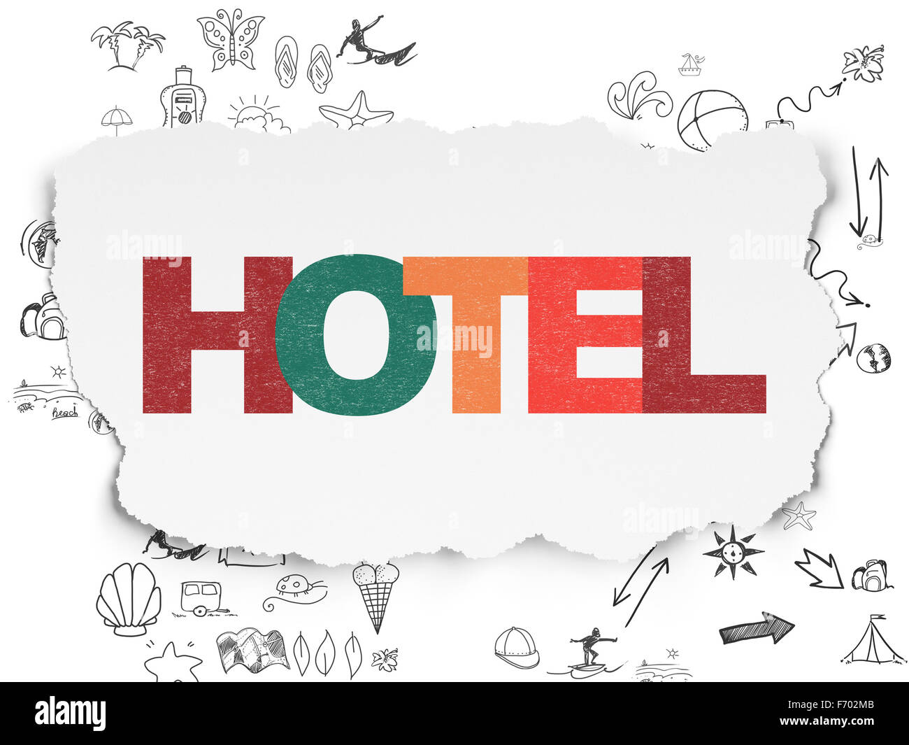 Tourism concept: Hotel on Torn Paper background Stock Photo - Alamy