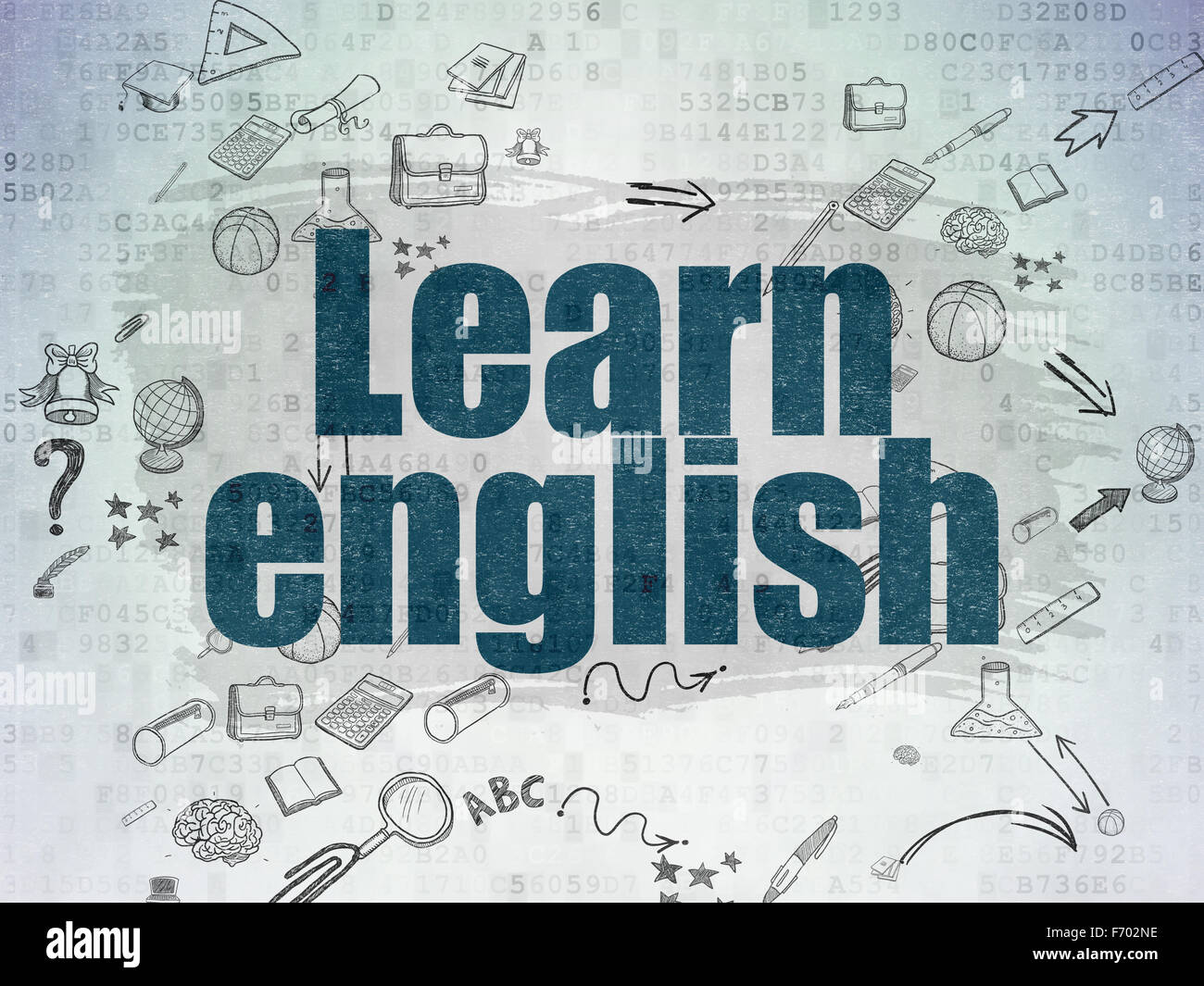 Education concept: Learn English on Digital Paper background Stock ...