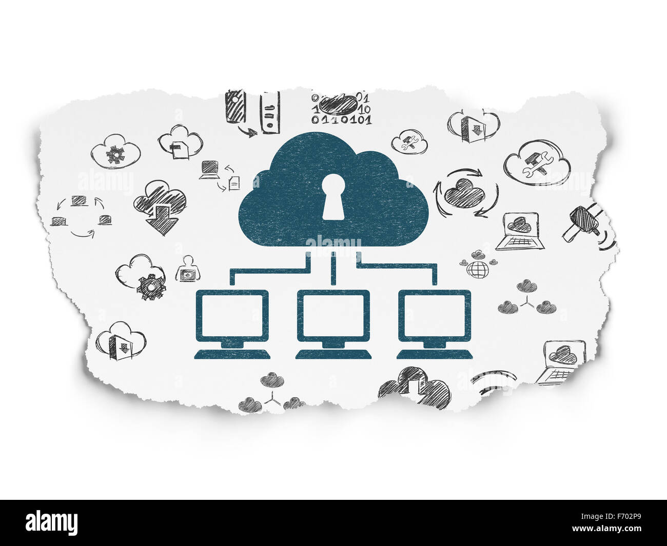 Cloud networking concept: Cloud Network on Torn Paper background Stock ...