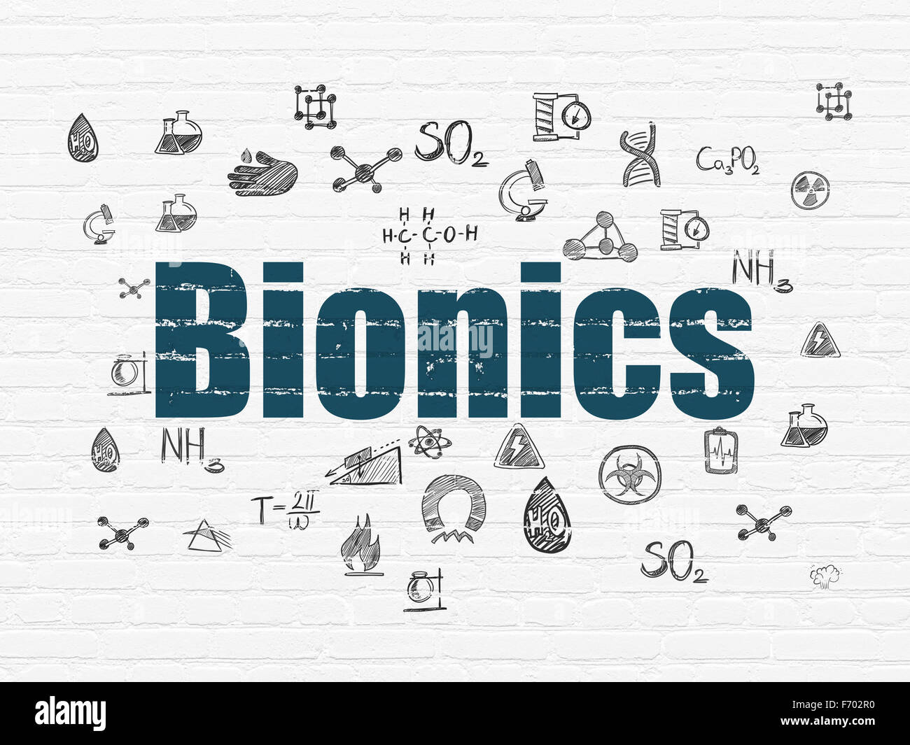 Science concept: Bionics on wall background Stock Photo - Alamy