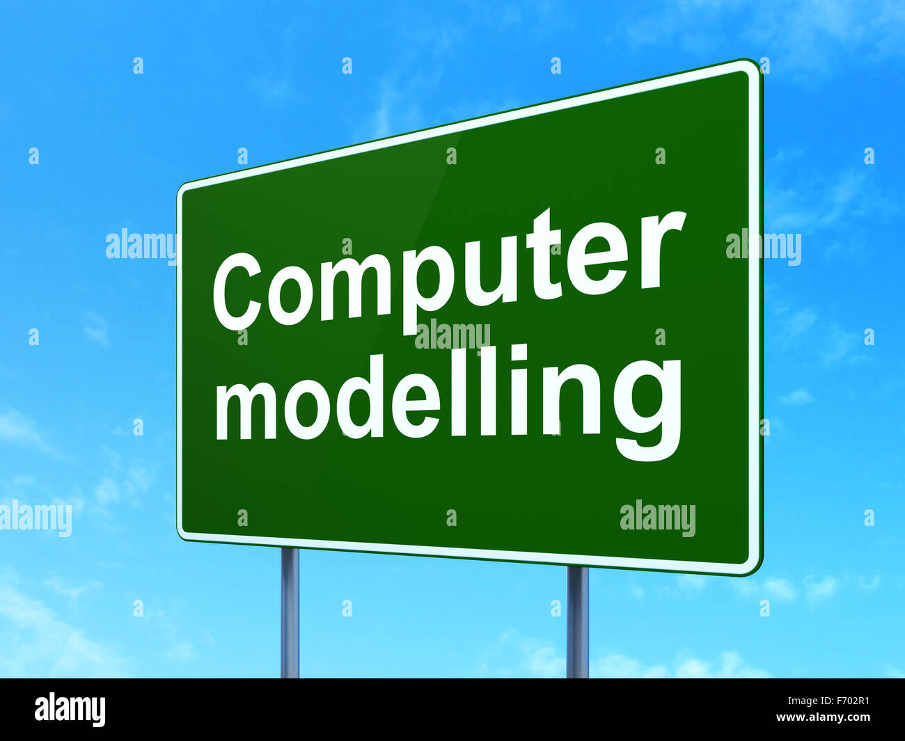 Science concept: Computer Modelling on road sign background Stock Photo ...