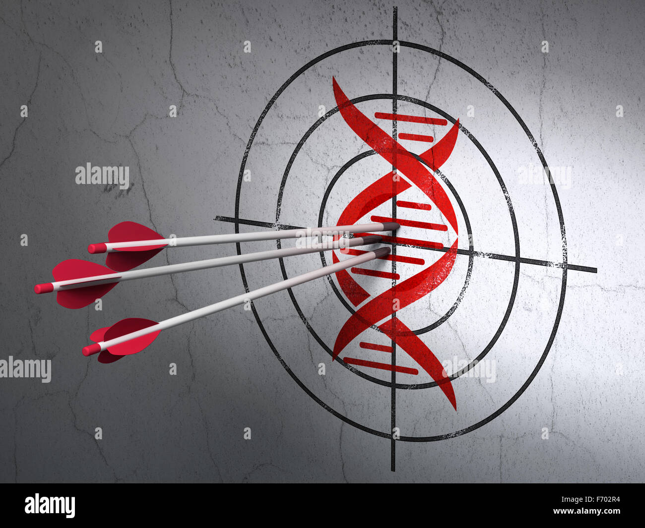 Science concept: arrows in DNA target on wall background Stock Photo ...