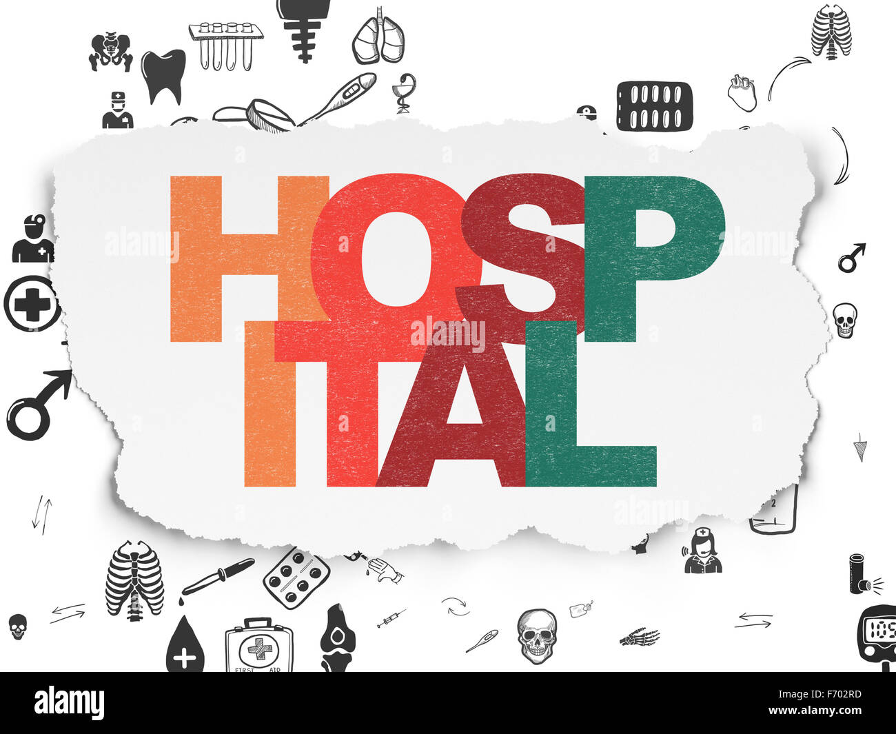 Health concept: Hospital on Torn Paper background Stock Photo - Alamy