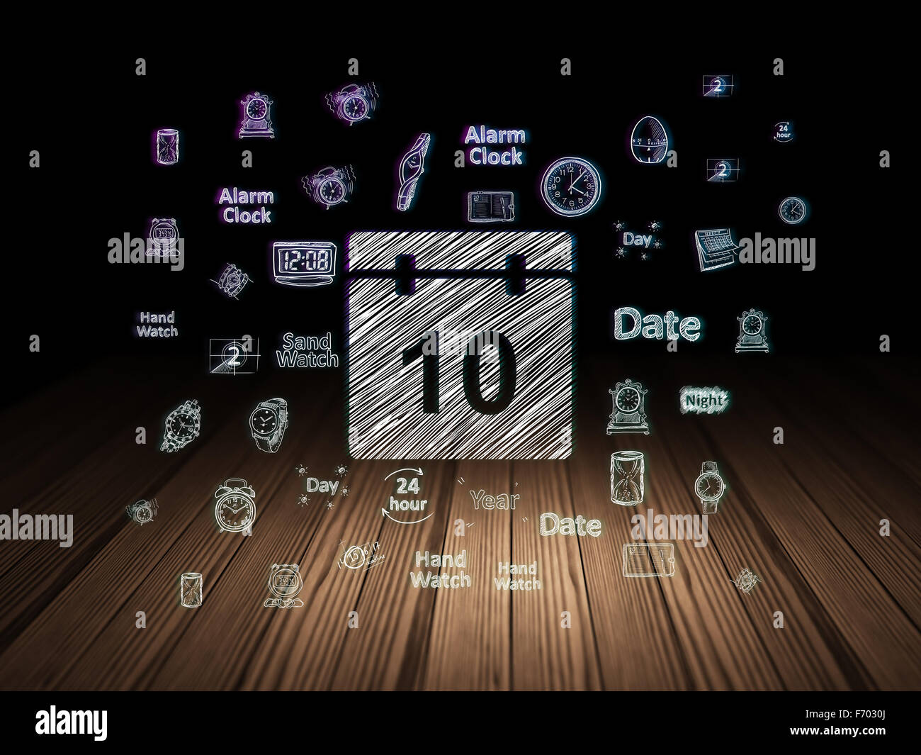 Time concept: Calendar in grunge dark room Stock Photo - Alamy