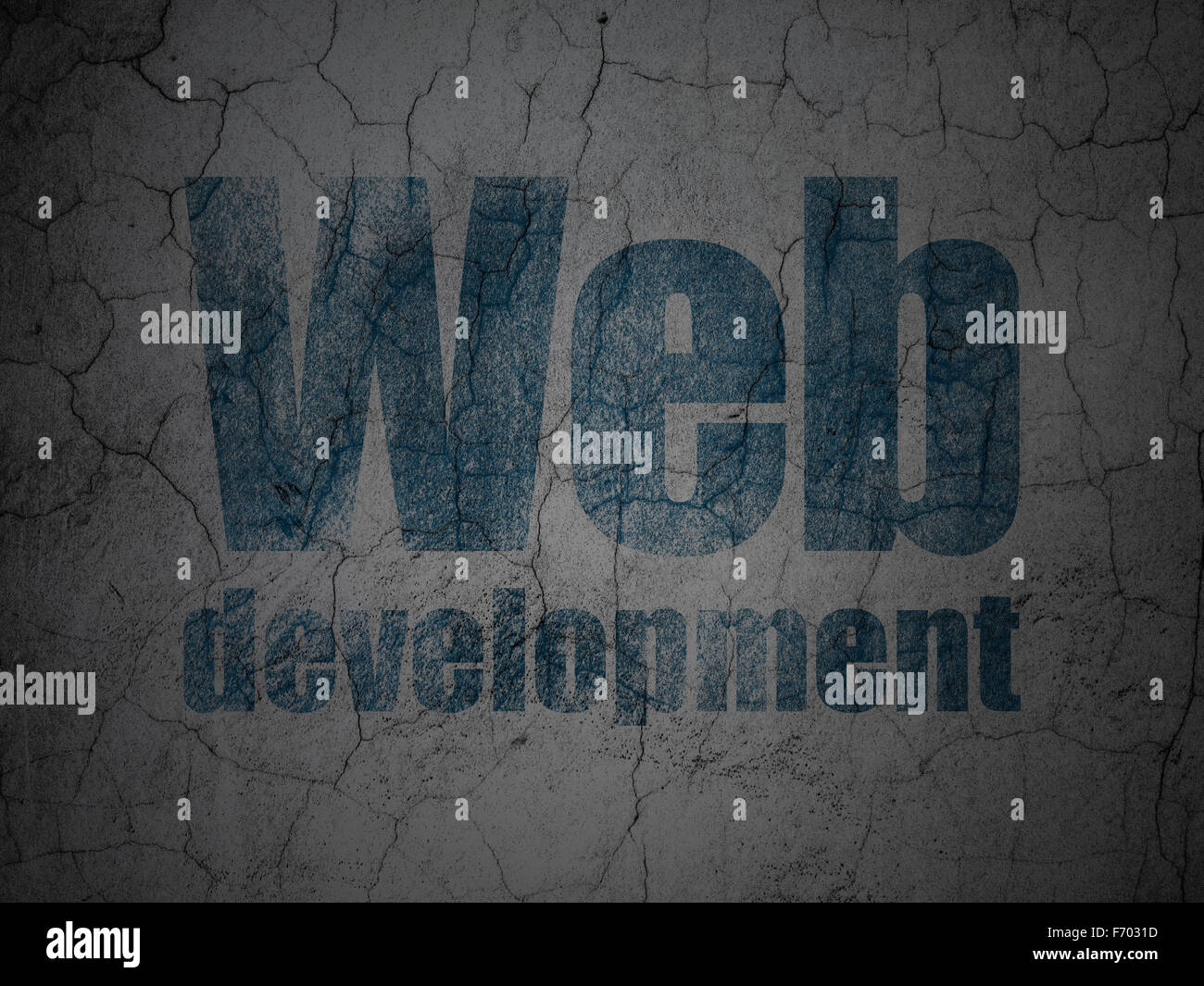 Web development concept: Blue Web Development on grunge textured ...