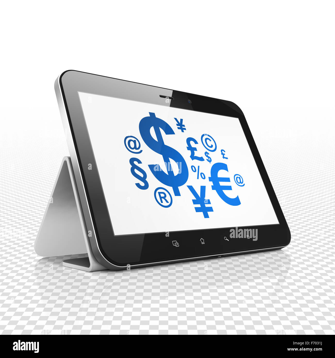 Finance concept: Tablet Computer with Finance Symbol on display Stock ...