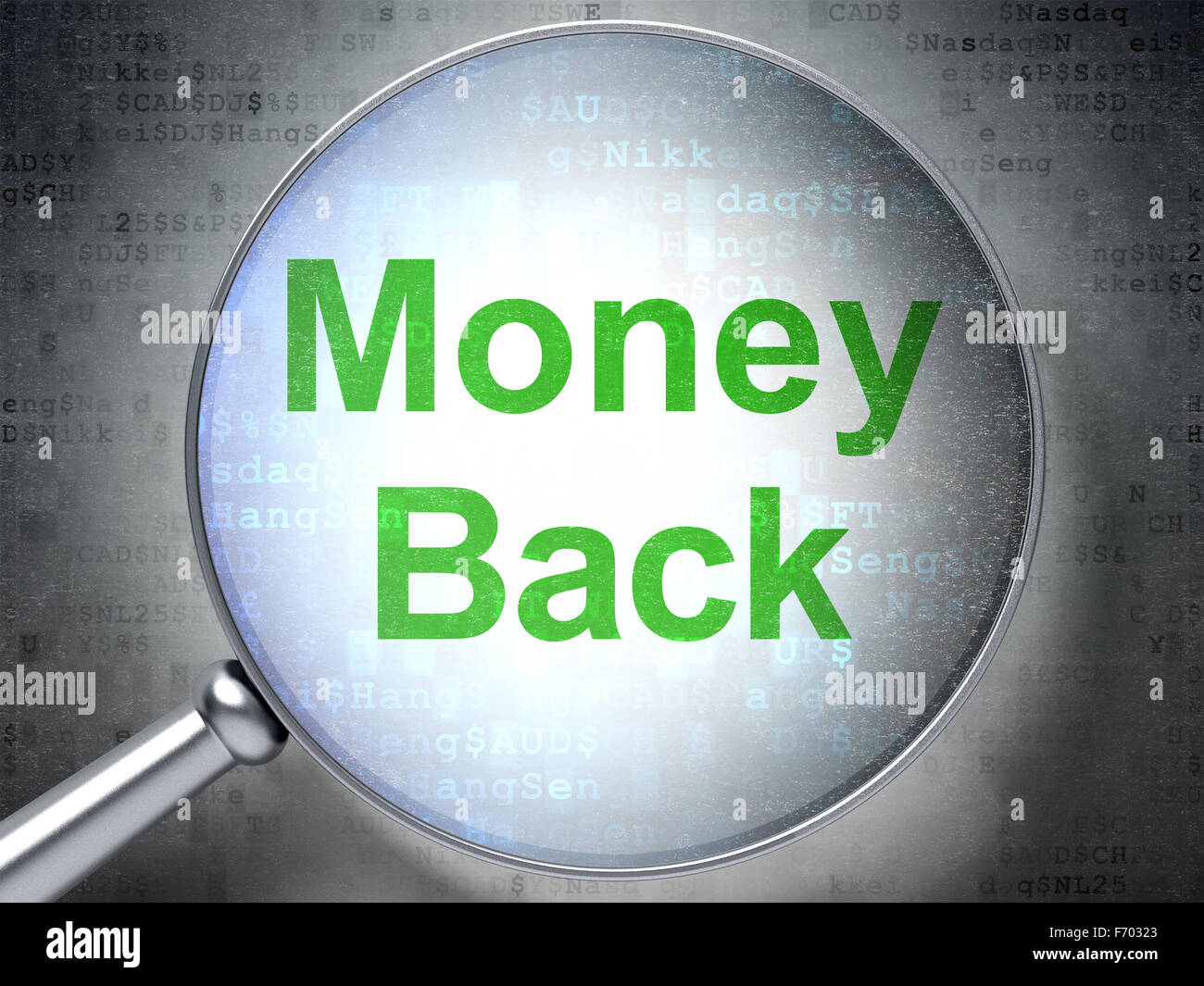 Business concept: Money Back with optical glass Stock Photo - Alamy