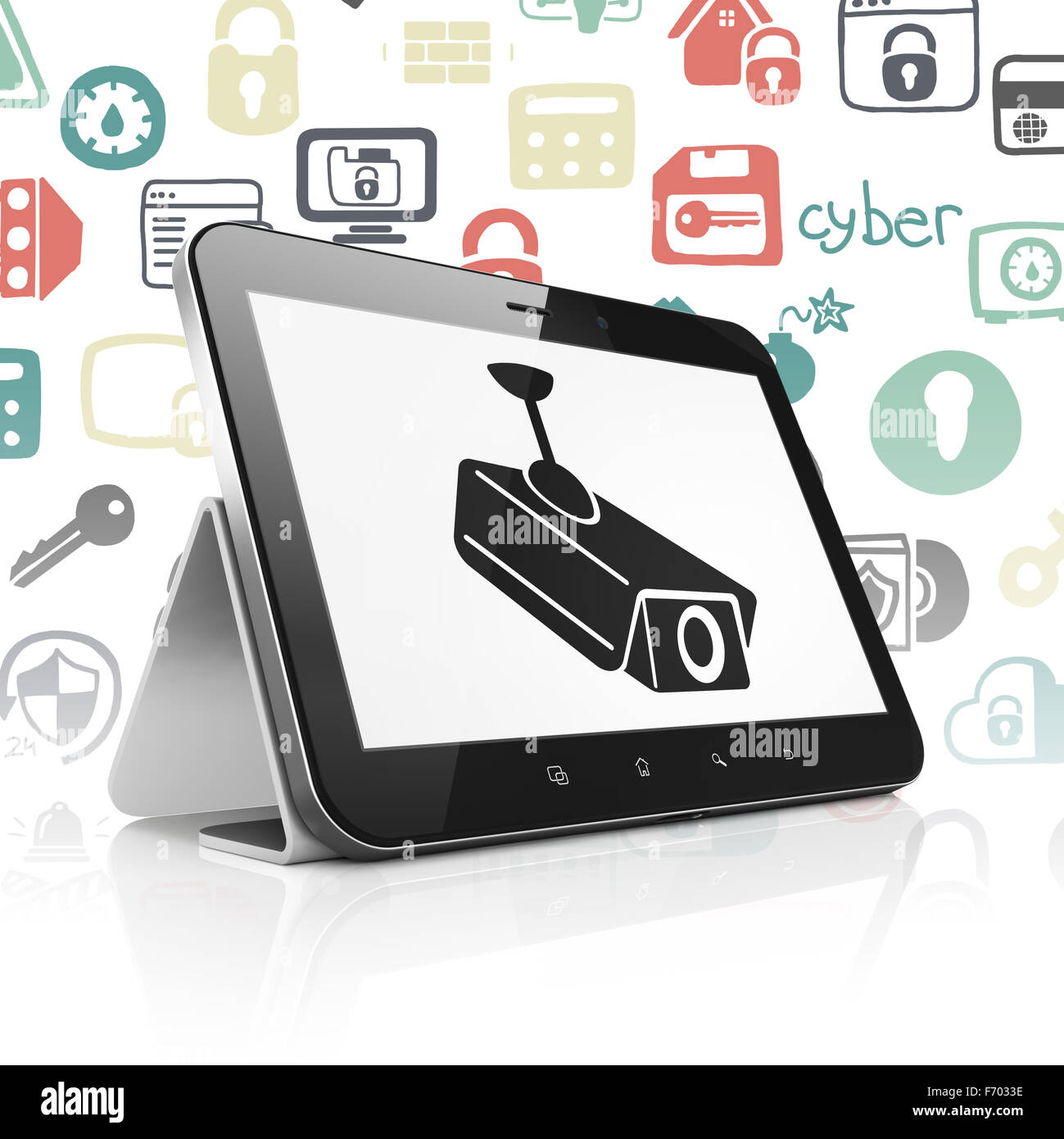 Protection concept: Tablet Computer with Cctv Camera on display Stock ...