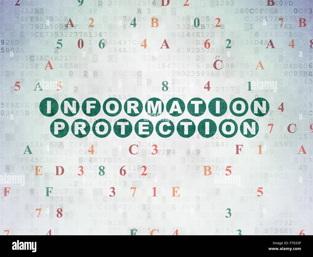 Protection concept: Information Protection on Digital Paper background ...