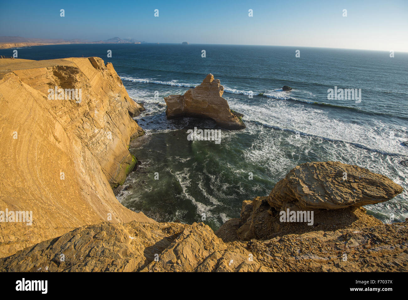 The Cathedral rock formation in Paracas Natural Reserve, Peru Stock ...