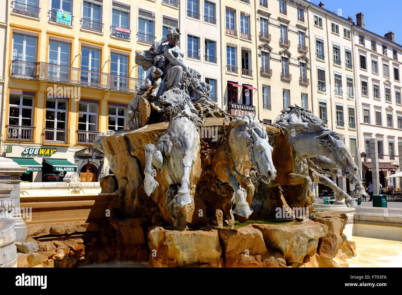 Fontaine Bartholdi in Place des Terreaux, Lyon, France Stock Photo - Alamy