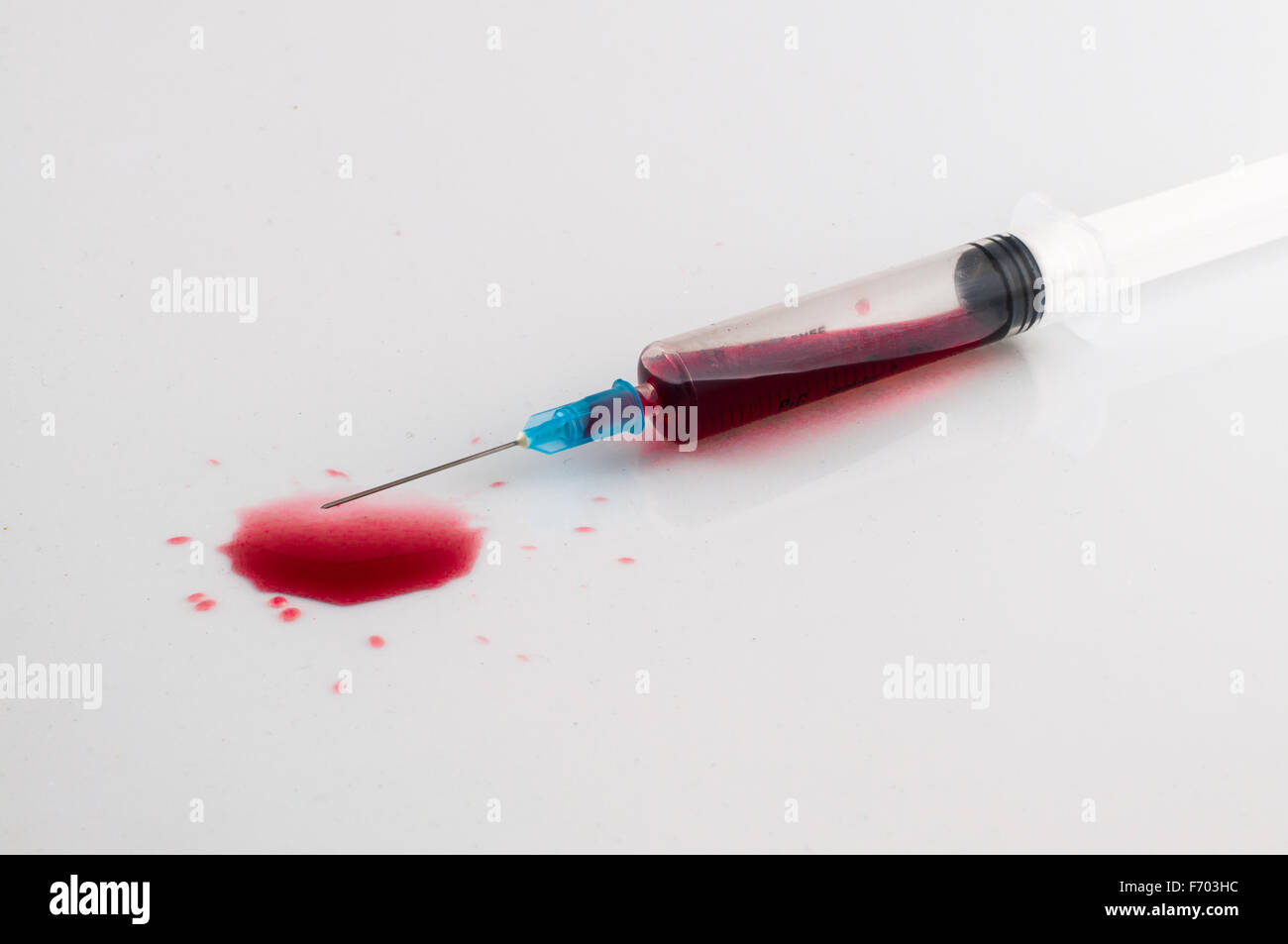 Syringe with blood on withe background Stock Photo - Alamy