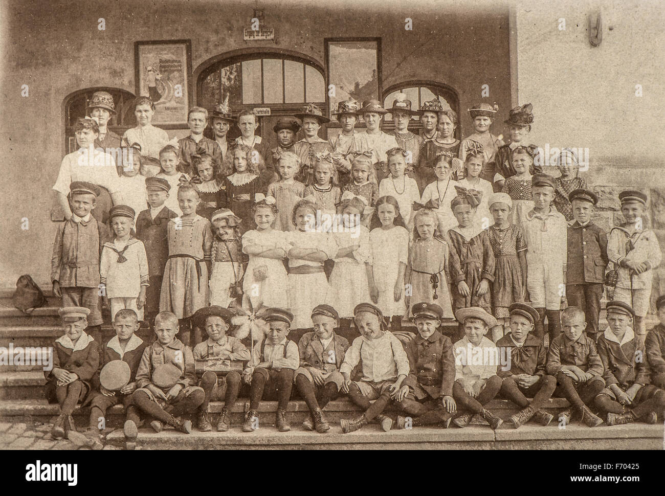 BERLIN, GERMANY - CIRCA 1932: antique portrait of school classmates ...