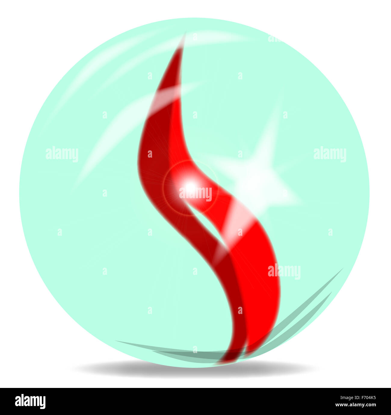 A red colored glass marble as usd by children in the game of marbles ...