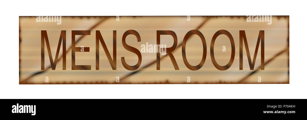 A worn mens room sign over a white background Stock Photo - Alamy