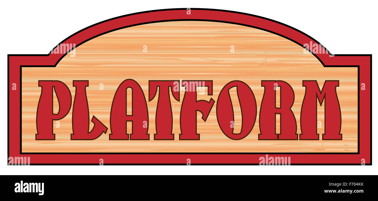 Wooden station platform sign over a white background Stock Photo - Alamy