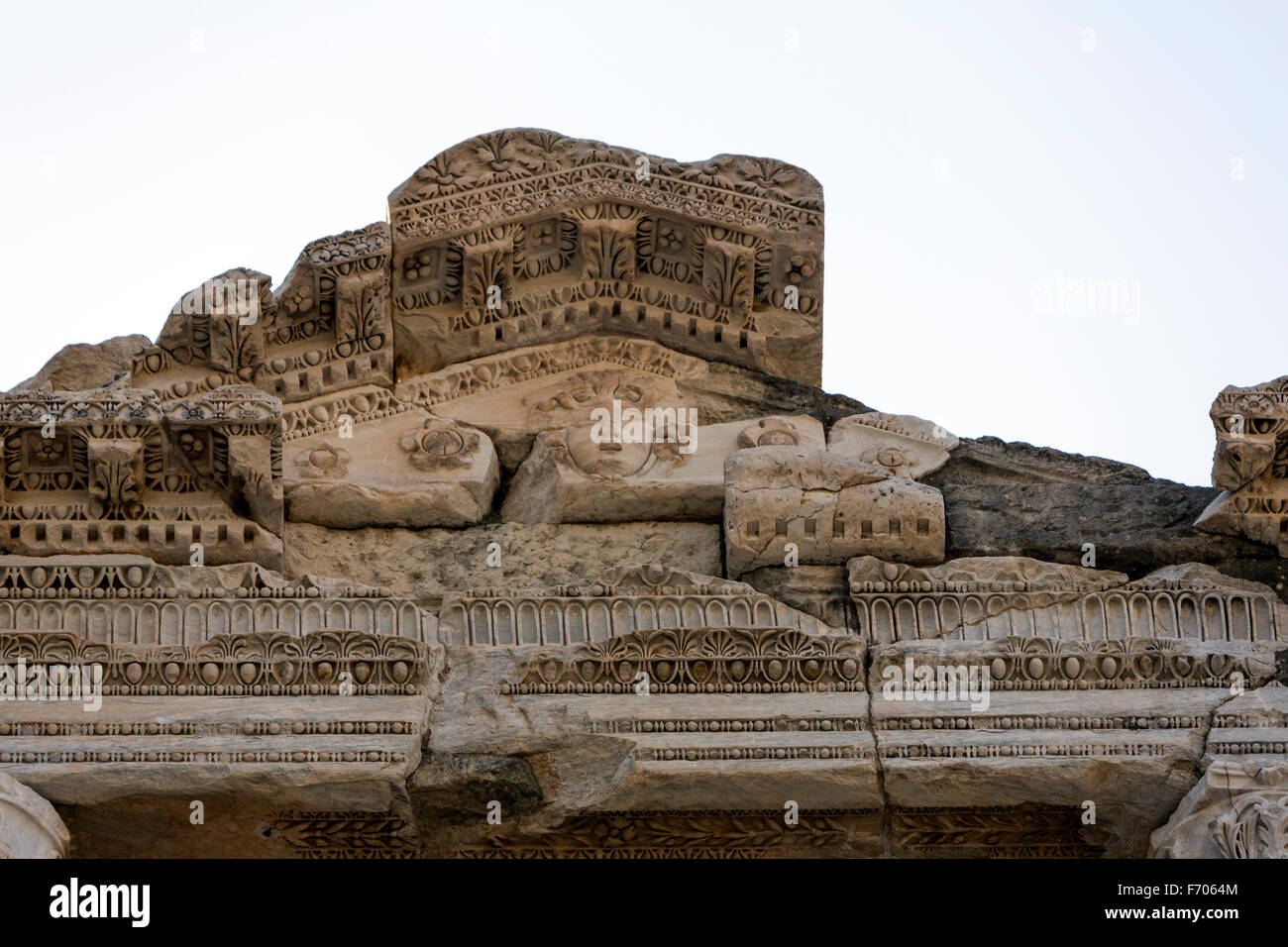Details of the Façade of the library of Celsus, an ancient Roman ...