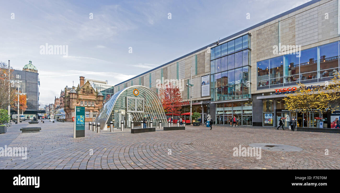 St. Enoch Square in Glasgow Scotland with new entrance to the Subway ...