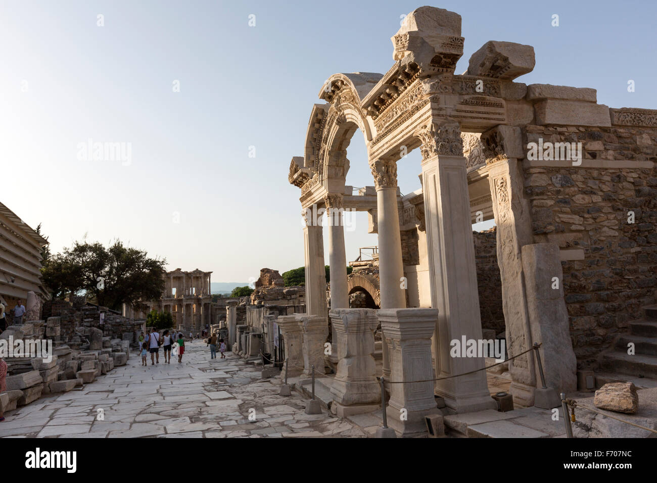 Ruins Temple of Hadrian in Curetes Street, Ephesus, an ancient Greek ...