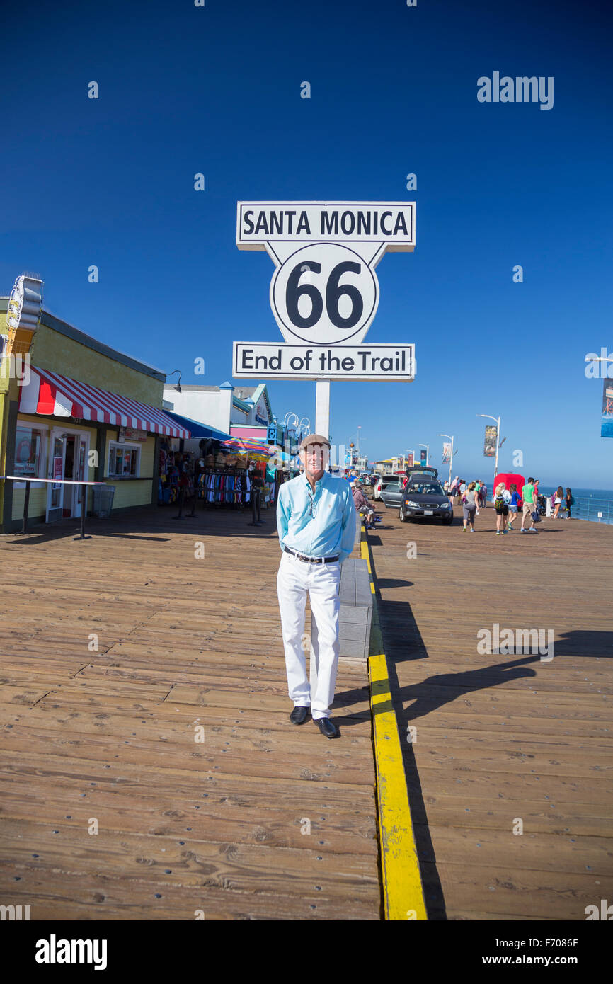 Santa monica pier sign route 66 hi-res stock photography and images - Alamy