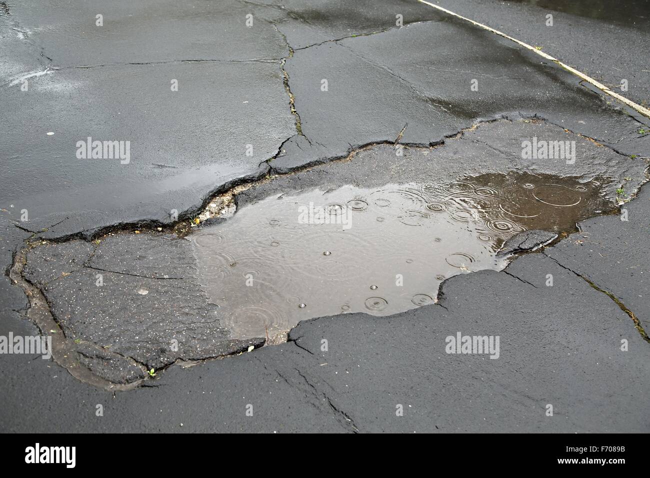 Potholes in Rain Stock Photo - Alamy