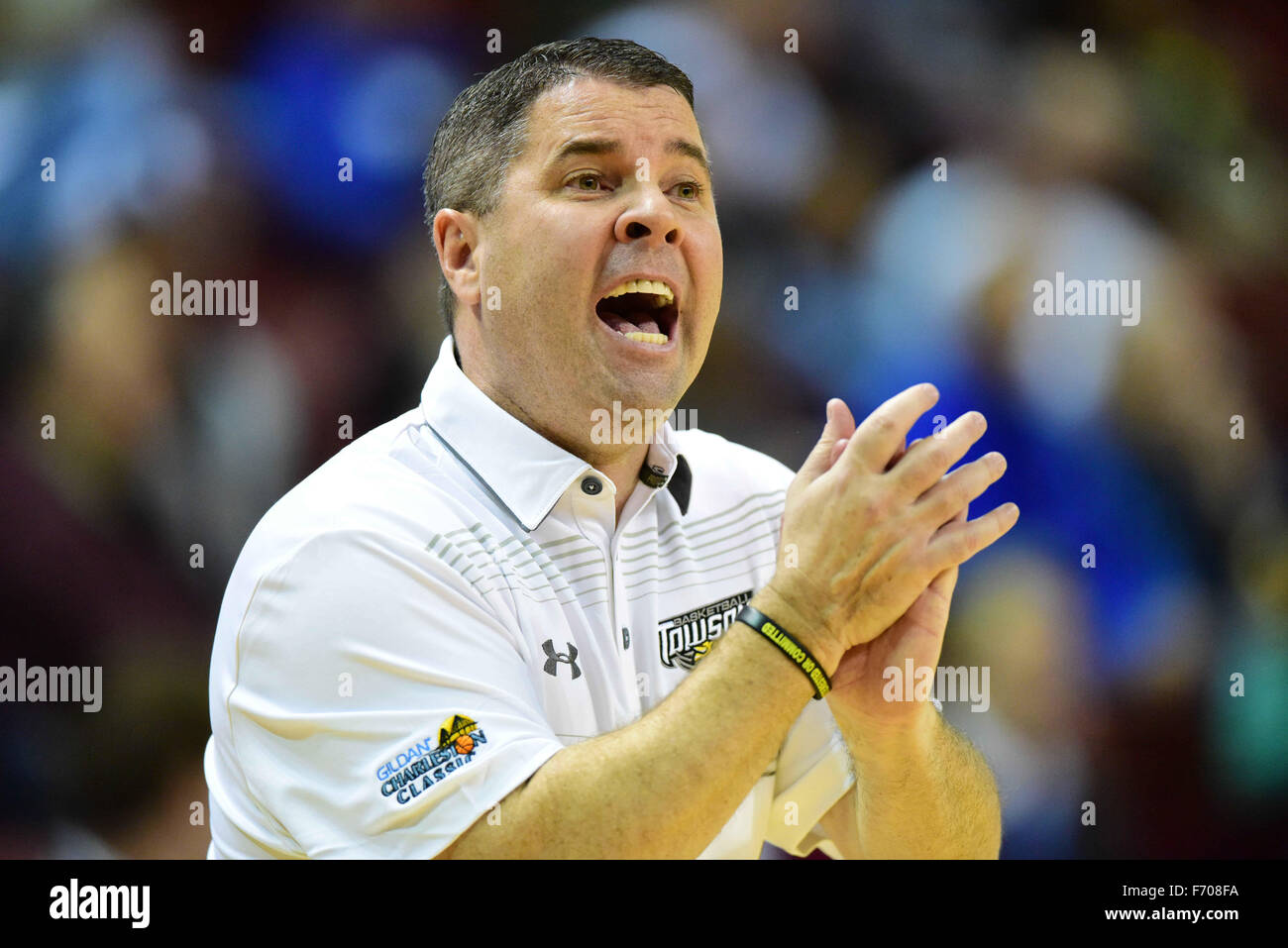 Charleston, South Carolina, USA. 22nd Nov, 2015. Towson Head Coach Pat ...