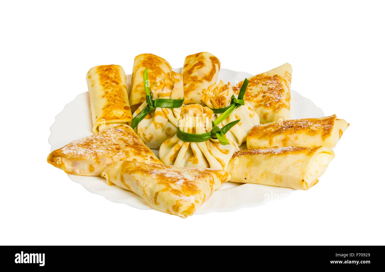 spring rolls on the plate, isolated on white background Stock Photo - Alamy