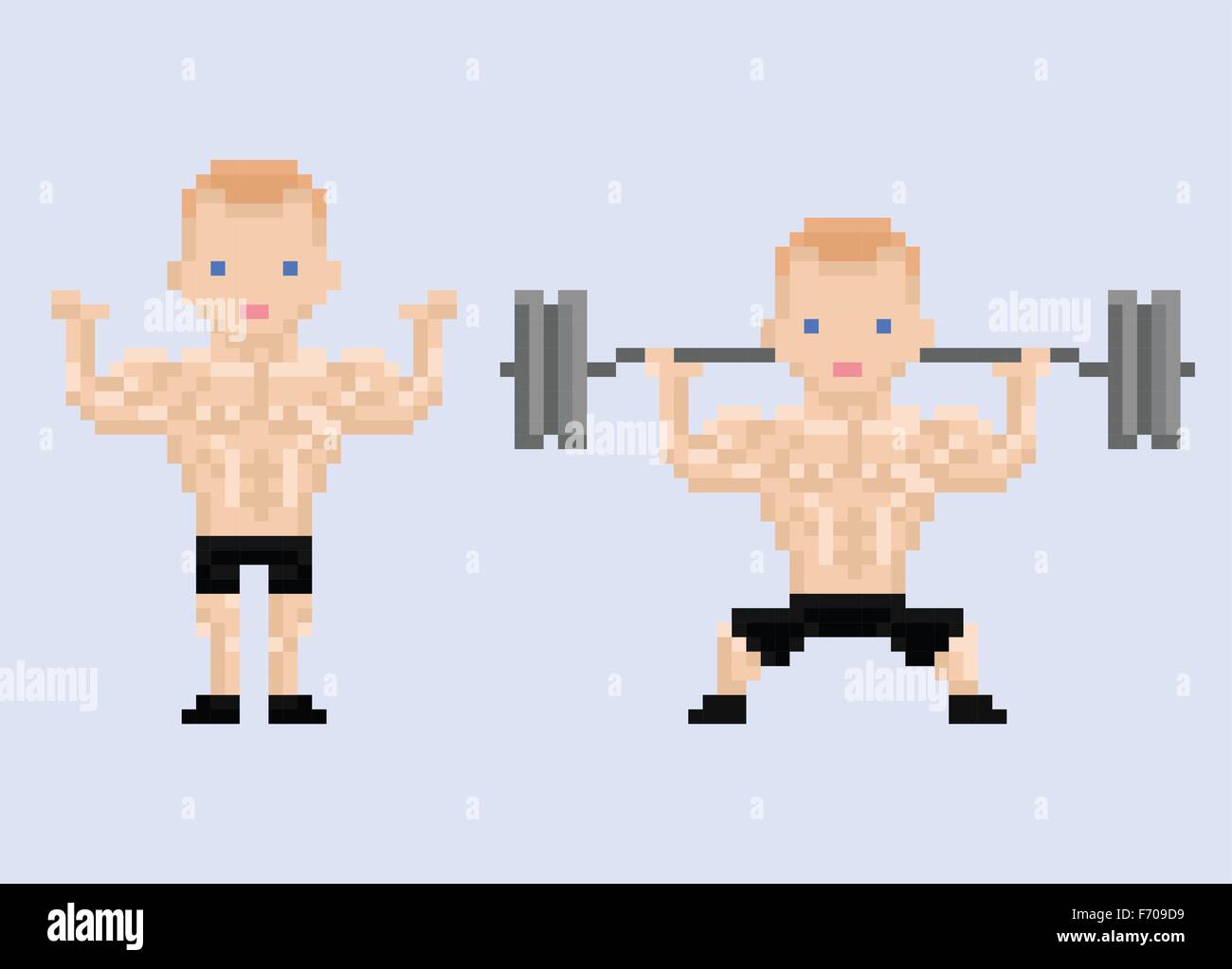 Pixel art character athlet bodybuilder lifting weight Stock Vector ...