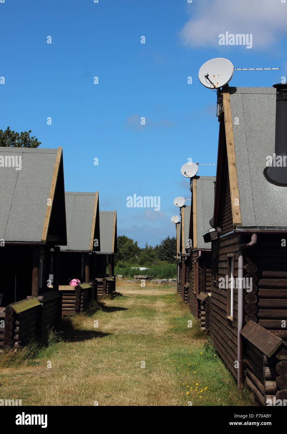 Alley with Asphalt Roof Houses and Satellite Dish in Daylight Stock ...