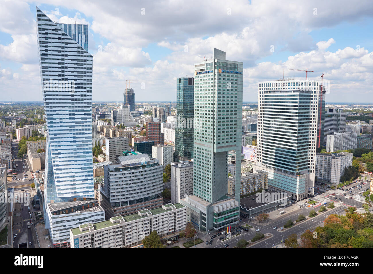 Aerial view of Warsaw from the observation deck on the Palace of ...