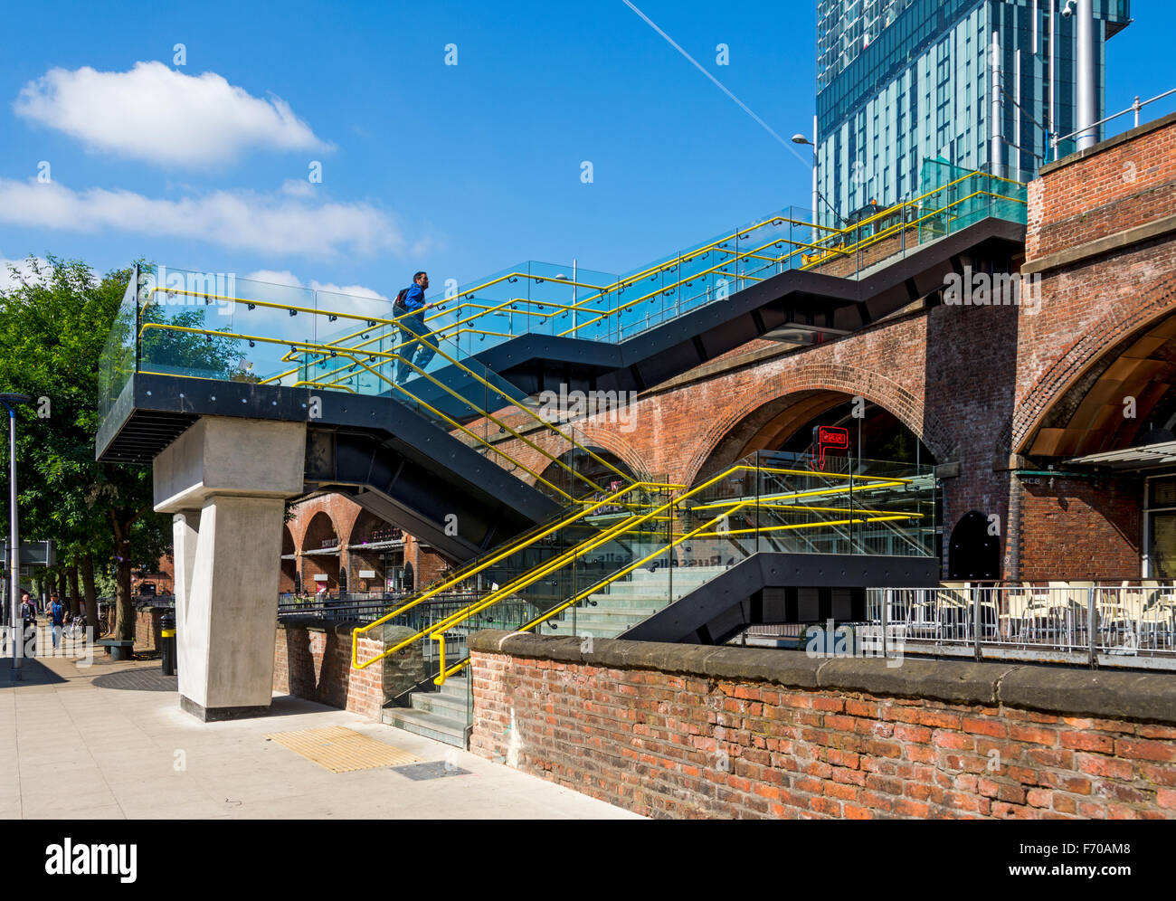 New (Sept. 2015) access steps to Deansgate-Castlefield tram stop ...