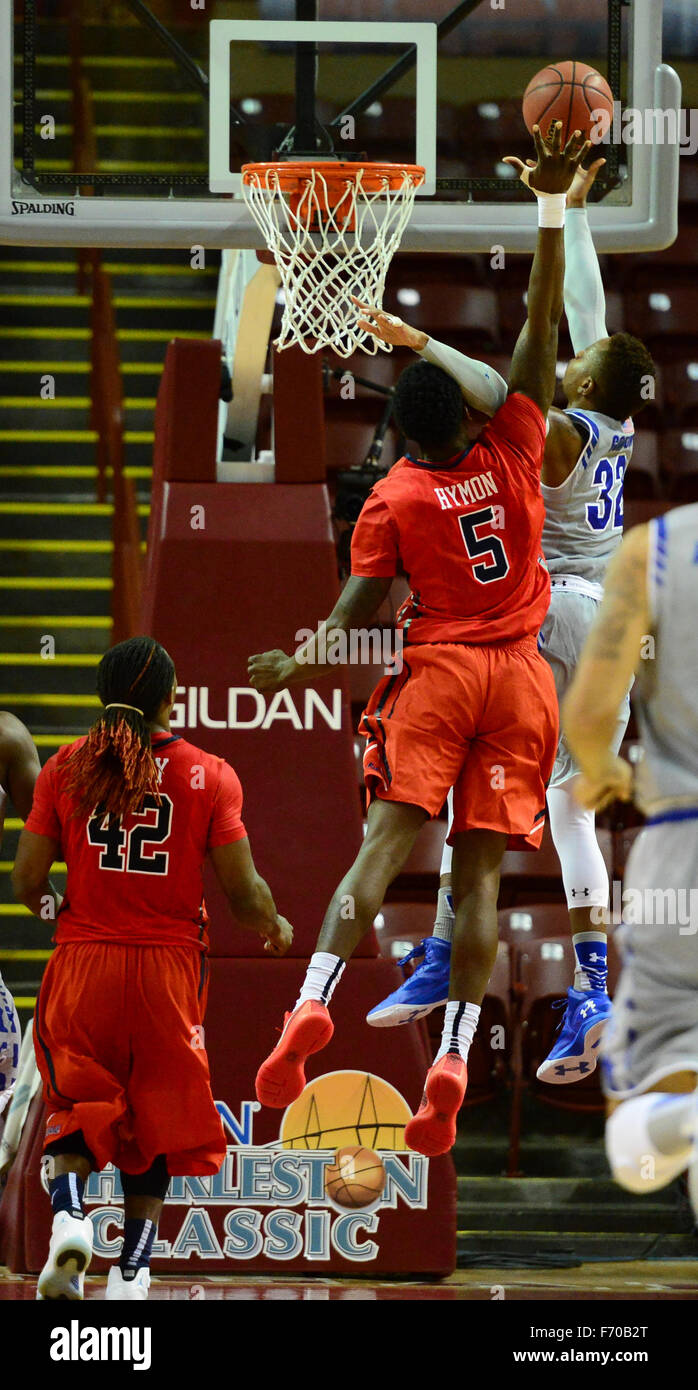 Ole Miss forward Marcanvis Hymon (5) and Seton Hall guard Derrick ...