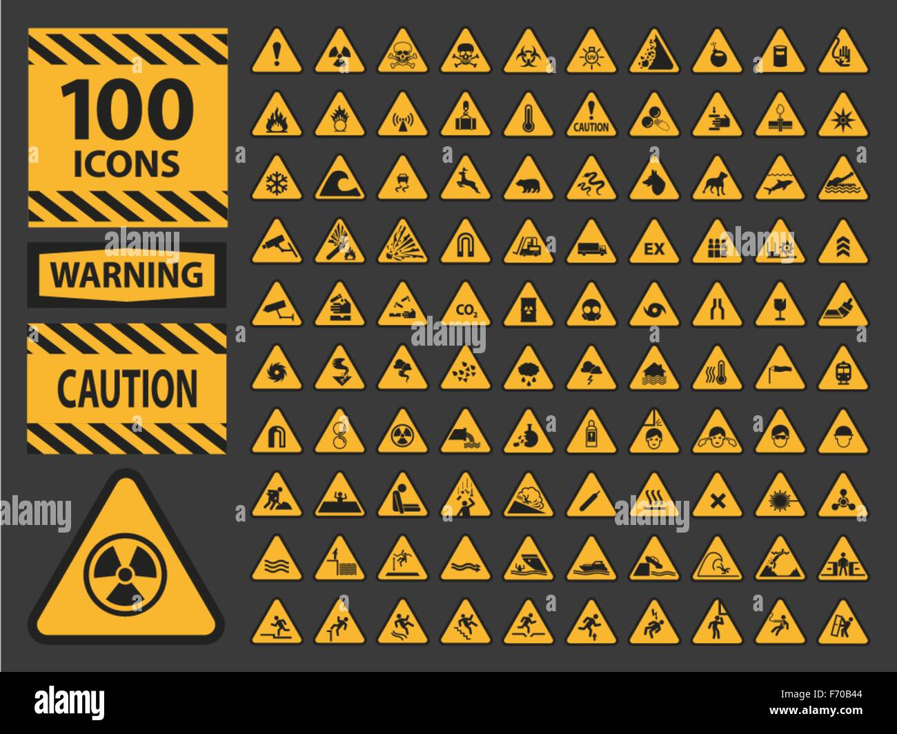 Vector icn set triangle yellow warning caution hazard signs Stock Vector Image & Art - Alamy