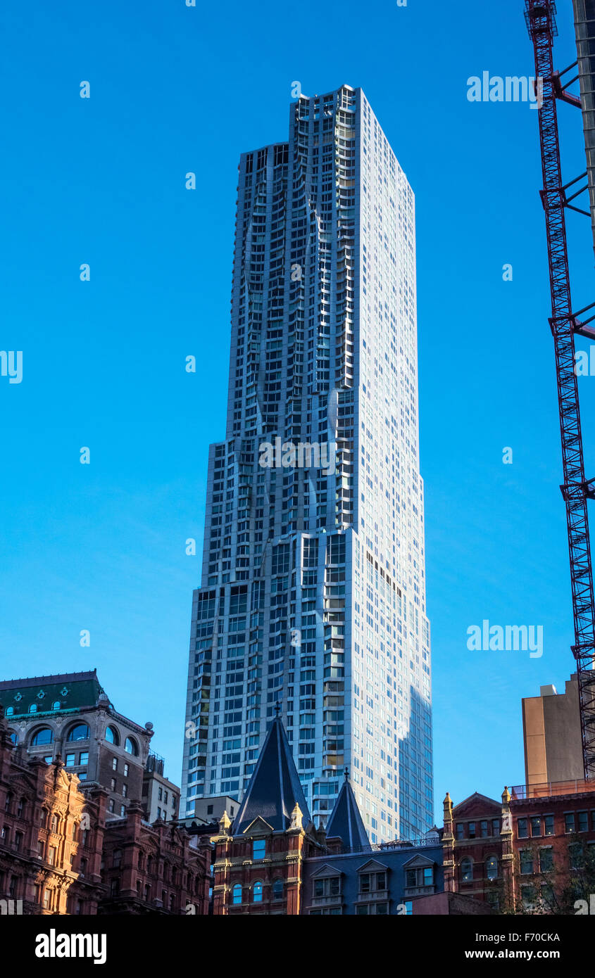 8 Spruce Street , "New York by Gehry" - a modern skyscraper set against ...
