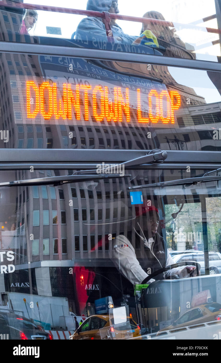 Downtown Loop for bus tour of Lower Manhattan Stock Photo - Alamy