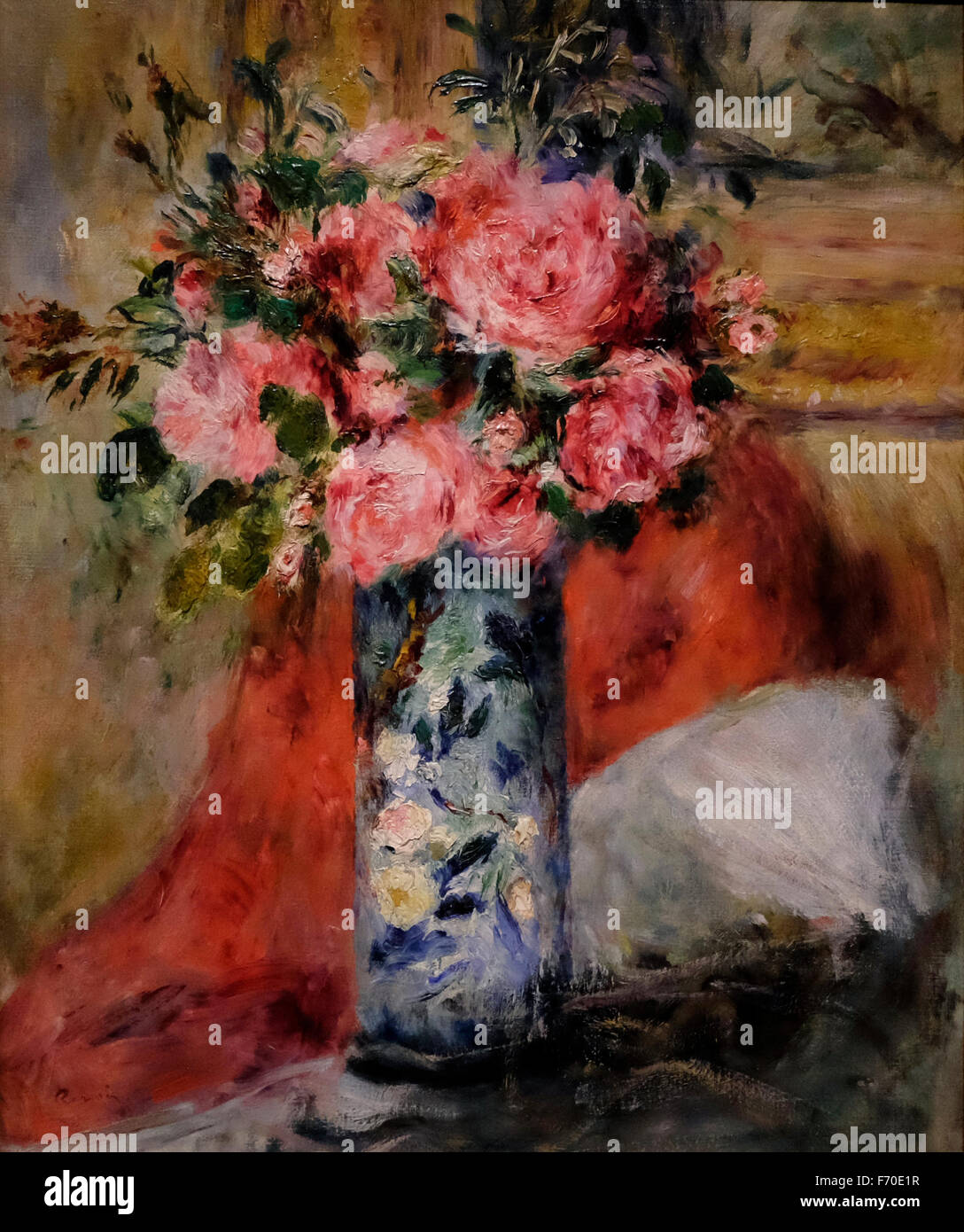 Roses and Peonies in a Vase - Pierre-Auguste Renoir - 1876 Stock Photo ...