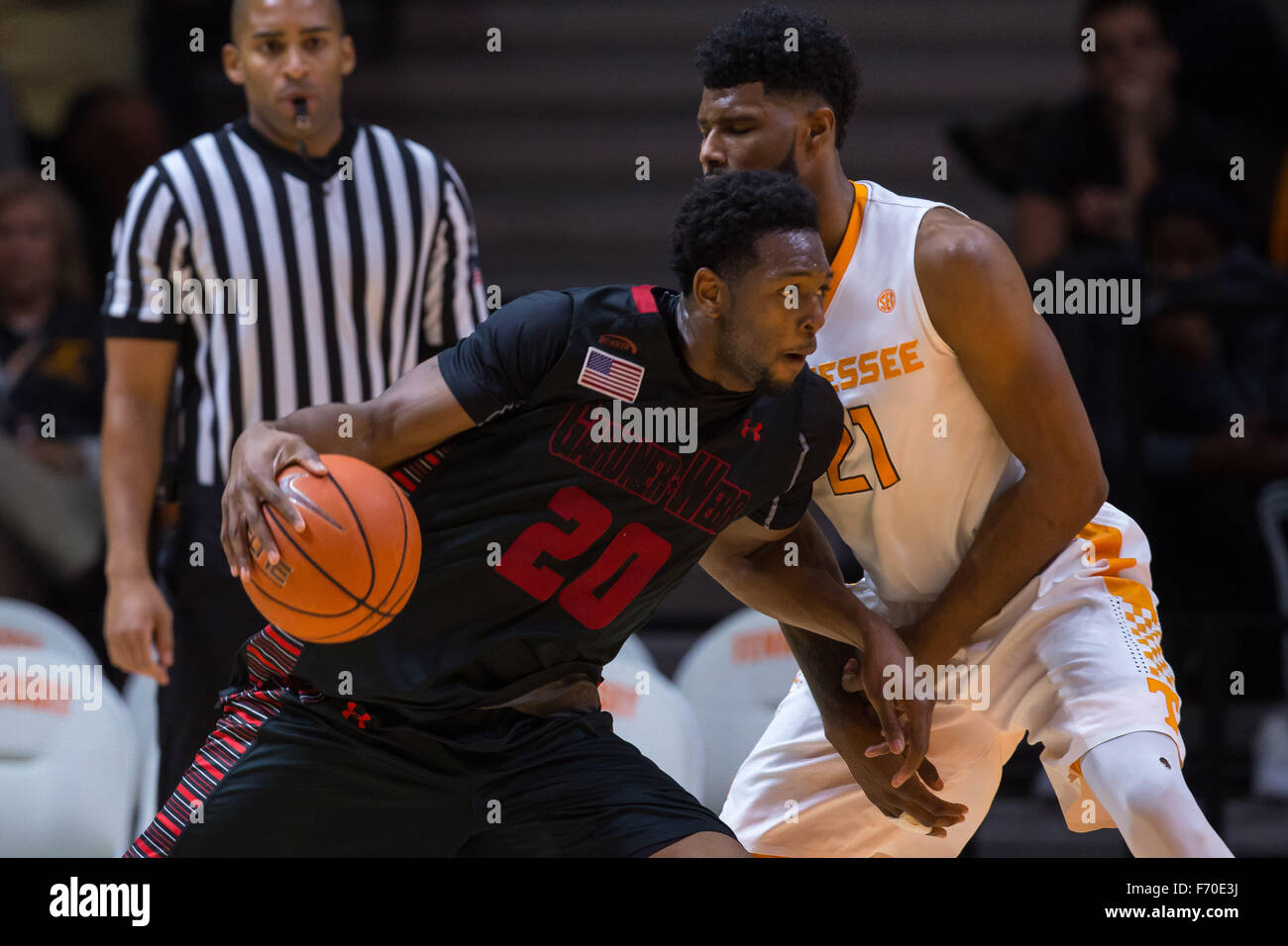 Knoxville, Tennessee, USA. November 22, 2015. Tyrell Nelson #20 of the ...