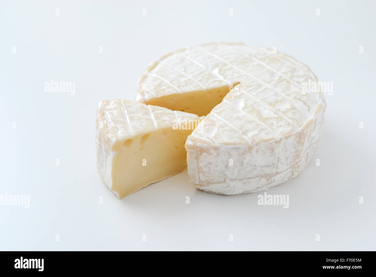 Camembert cheese slice isolated on white Stock Photo - Alamy