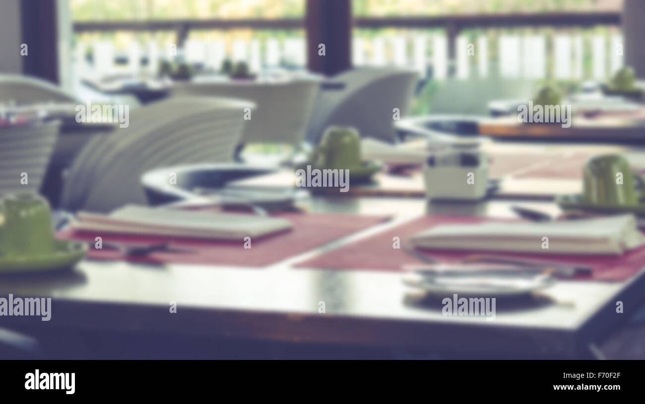 Blurred background : restaurant table blur background Stock Photo - Alamy