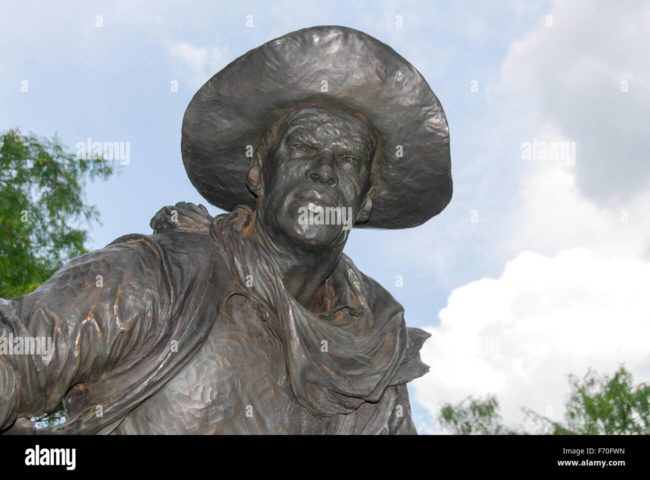 Dallas, Texas - May 13, 2007: Pioneer Plaza, cattle crossing a stream ...