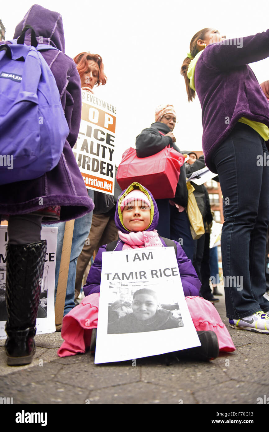 New York City, United States. 22nd Nov, 2015. "I am Tamir Rice" sign ...