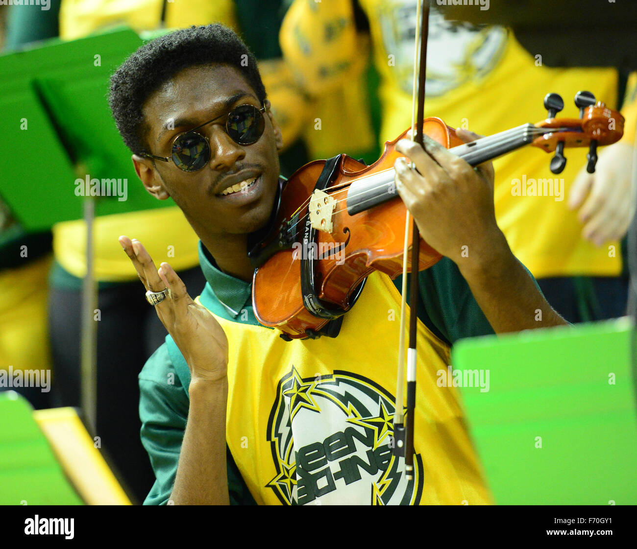 The George Mason pep band, The Green Machine, performs during the NCAA ...