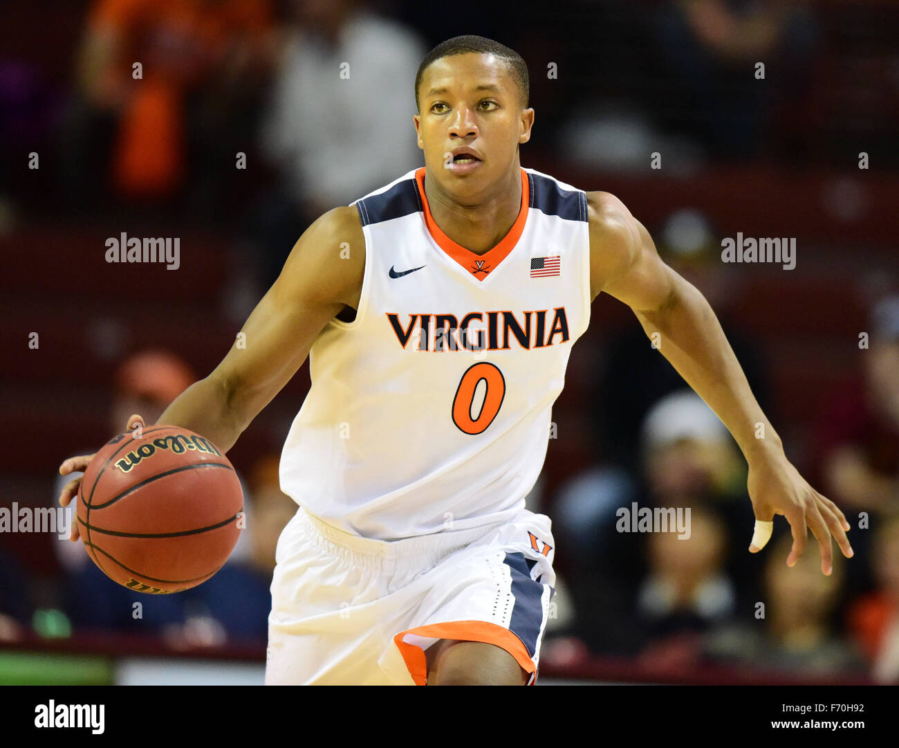 Virginia guard Devon Hall (0) during the NCAA Basketball game between ...