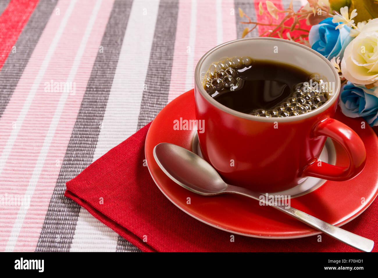 Fresh coffee for breakfast in morning background Stock Photo - Alamy